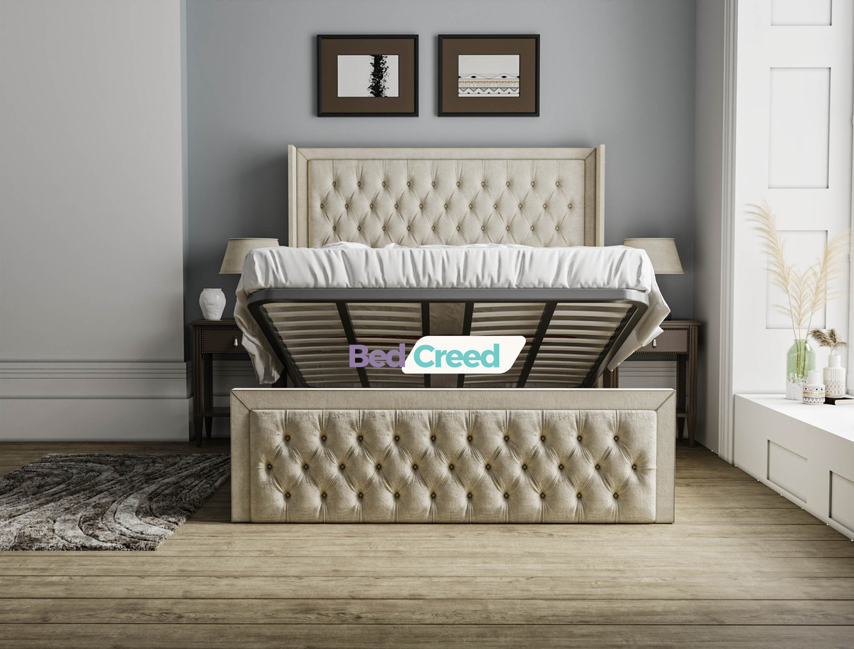 Orlando Chesterfield Fabric Upholstered Wingback Bed - Bed Creed